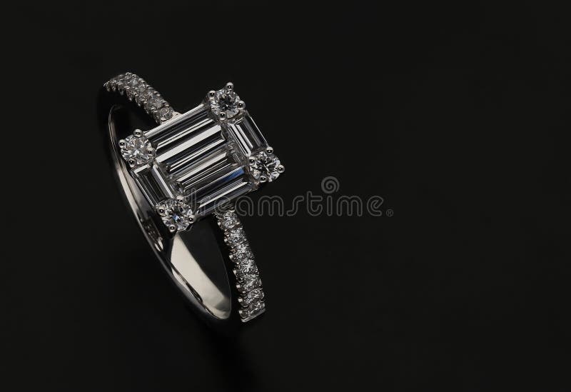 Diamond Ring on Black Background Stock Photo - Image of casual ...