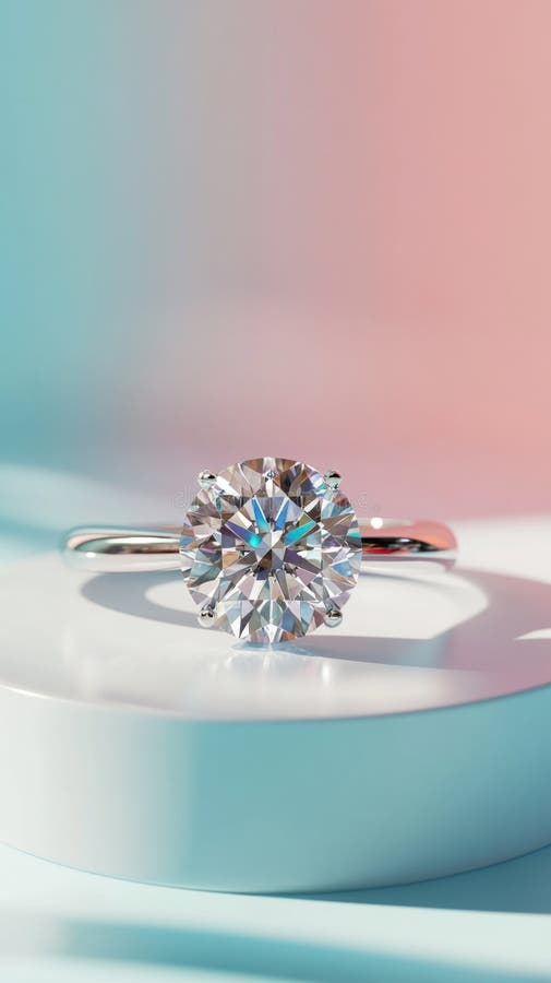 Diamond Ring on Blue Background with Shadow, Concept of Luxury Stock ...
