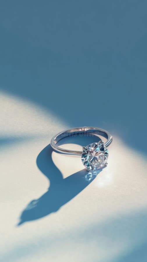 Diamond Ring on Blue Background with Shadow, Concept of Luxury Stock ...