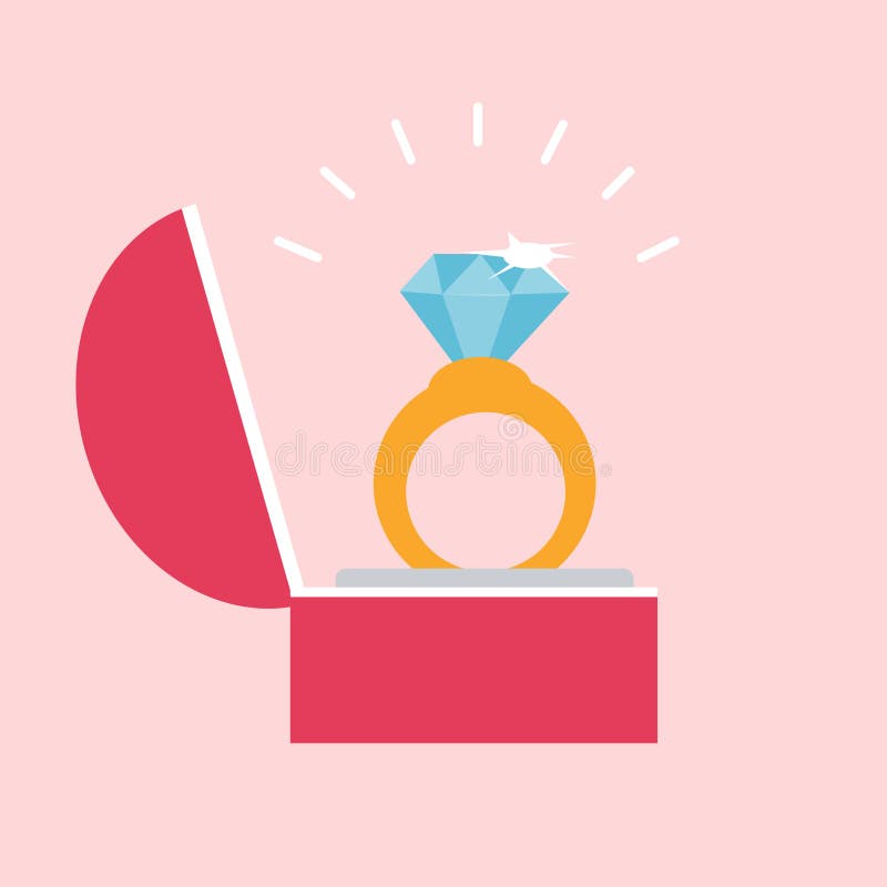Diamond Ring with Box Vector Stock Vector - Illustration of diamond ...