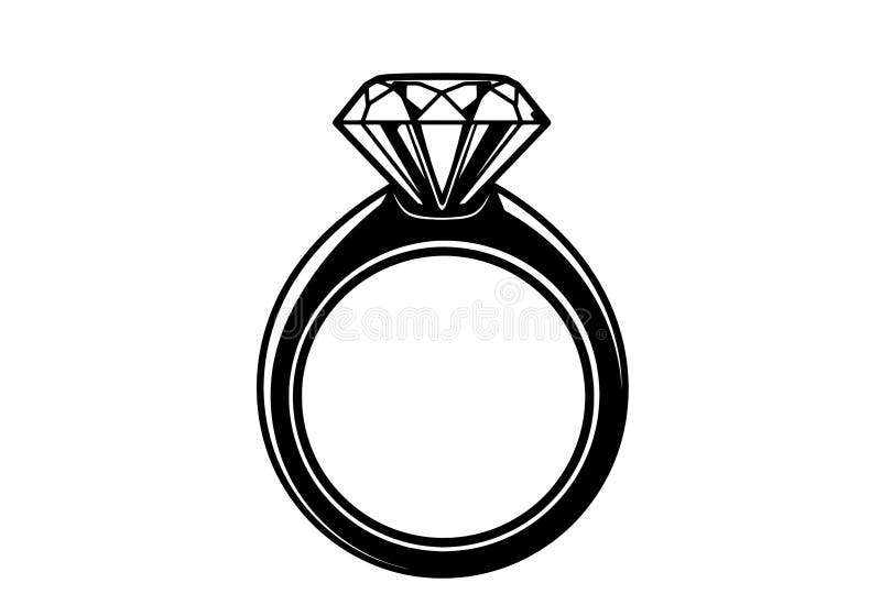 Diamond Ring Clip Art Black and White. Stock Illustration ...