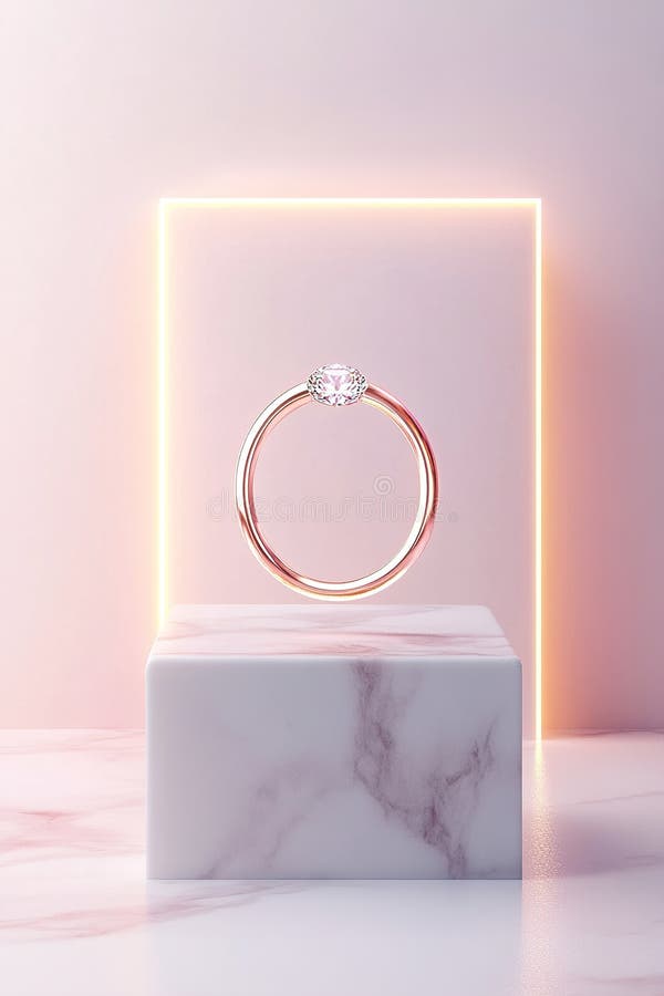 A Diamond Ring with a Continuous Gold Line Design Elegantly Floats ...