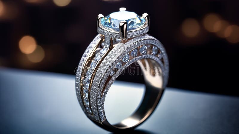 Diamond Ring Embracing Opulence Stock Illustration - Illustration of ...