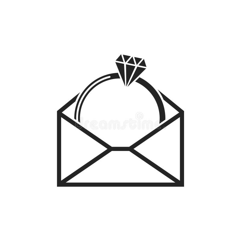 Diamond Ring in Envelope. Love Message. Romantic and Love Symbol ...