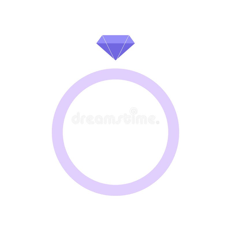 Diamond Ring in Flat Vector Illustration Symbolizing Engagement, Love ...