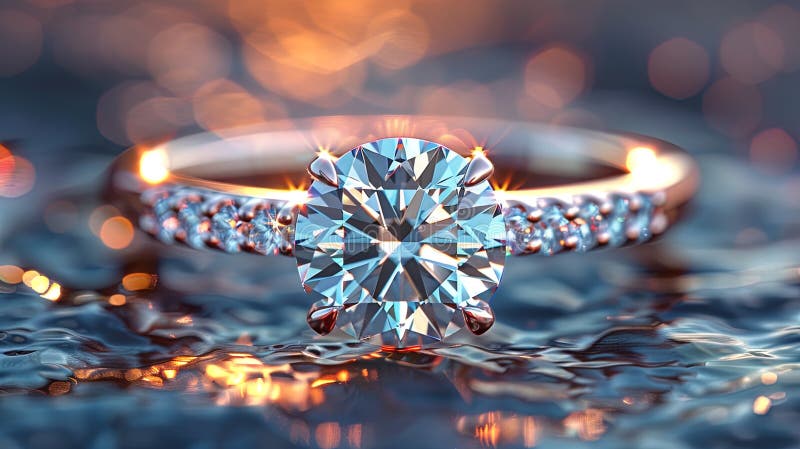 A Diamond Ring is Floating on the Water Stock Photo - Image of ...