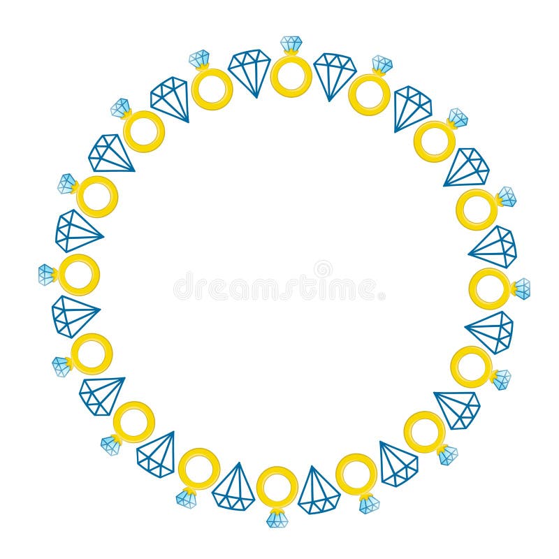 Diamond Ring Gem Stone Art Drawn Round Frame Stock Vector ...