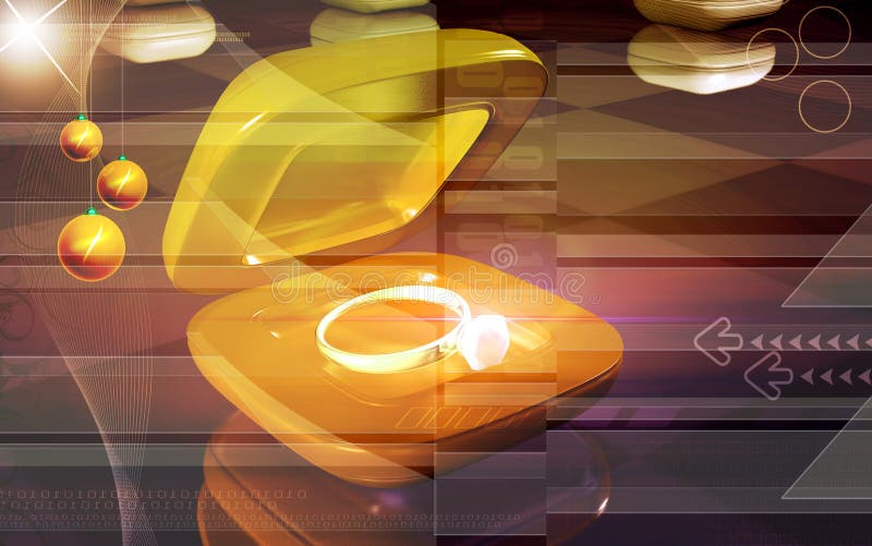 Diamond Ring in a Gift Box with Colour Background Stock Illustration ...