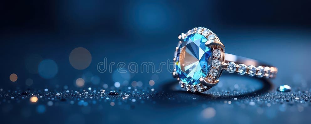 Diamond Ring, Glittering Crystals, Midnight Blue Backdrop, Sparkle ...