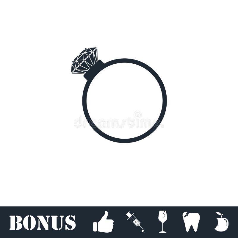 Diamond ring icon flat stock illustration. Illustration of ring - 182644067
