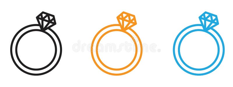 Diamond Ring Icon Thin Line Illustration Set Stock Vector ...
