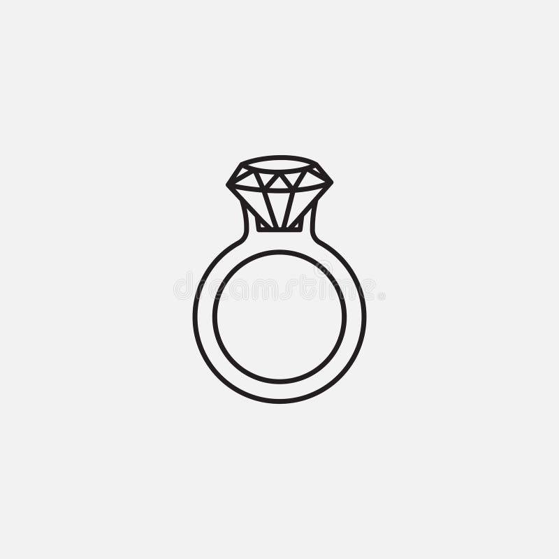 Diamond Ringline in Thin Line Black Color. Flat Simple Vector Symbols ...
