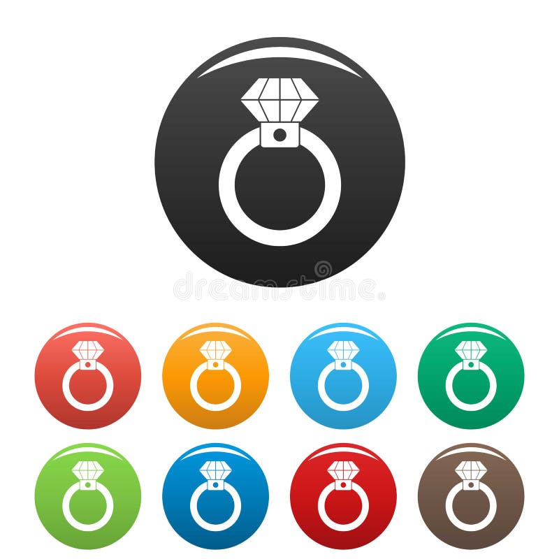 Diamond Ring Icons Set Color Stock Vector - Illustration of bright ...