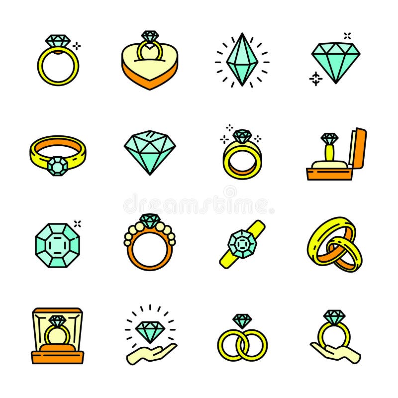 Diamond Ring Icons Set, Cartoon Style Stock Vector - Illustration of ... Diamond Ring Icons Set, Cartoon Style Stock Vector - Illustration of ...