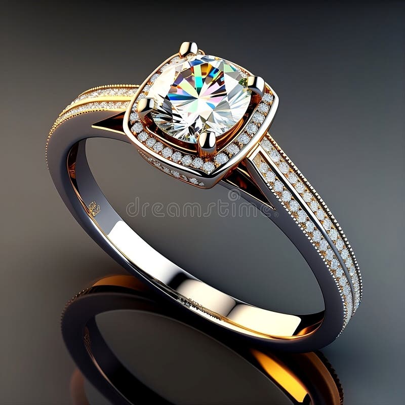 Diamond Ring Isolated on Black Background. Engagement or Wedding Ring ...