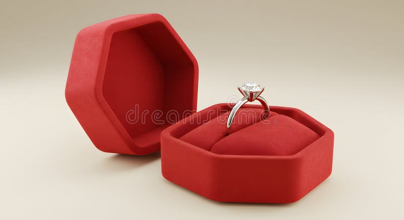 Diamond Ring in Open Red Jewelry Box Stock Illustration - Illustration ...