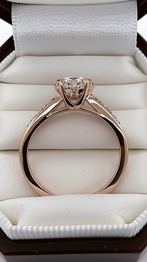 Diamond Ring in a Opened Box. Wedding Ring in Case on Light Background ...