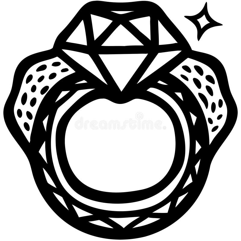 Diamond Ring Outline Vector Illustration for Jewelry Design and ...