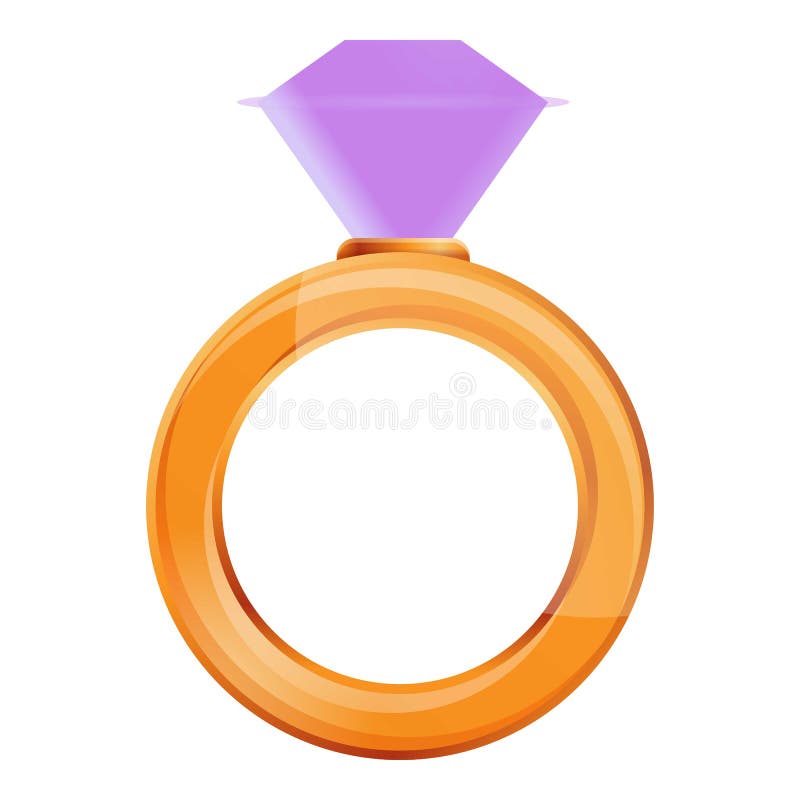 Diamond Ring with Pink Gemstone Icon, Cartoon Style Stock Vector ...