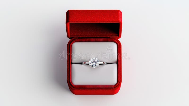 Diamond Ring in Red Ring Box Stock Illustration - Illustration of ...