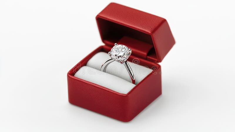 Diamond Ring in Red Ring Box Stock Illustration - Illustration of ...
