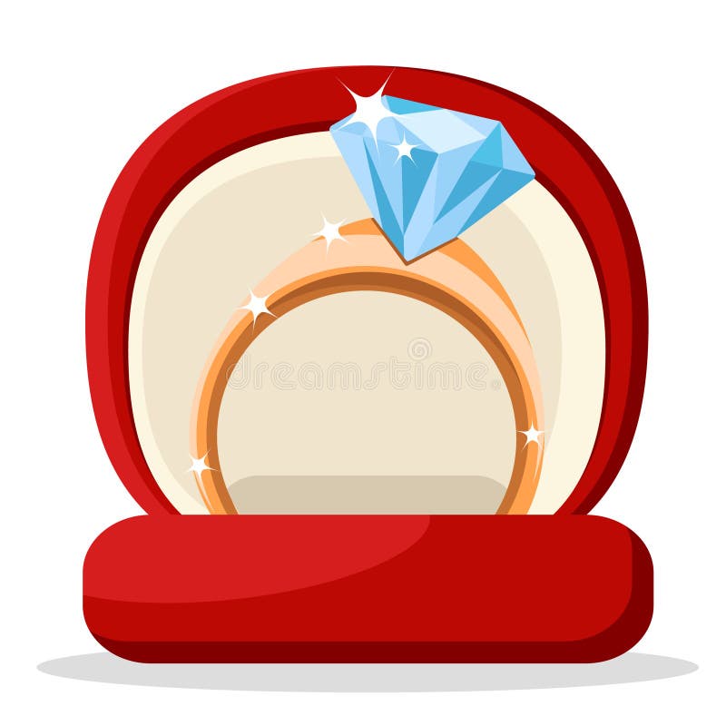 Diamond Engagement Ring In Box Vector Icon Stock Vector - Illustration ...