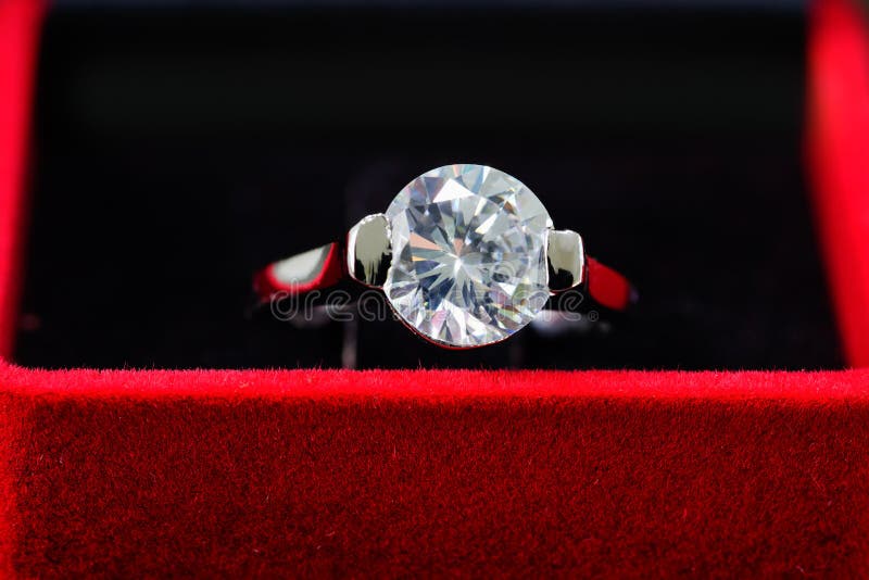 Diamond Ring in Red Jewel Box Stock Photo - Image of present, valentine ...