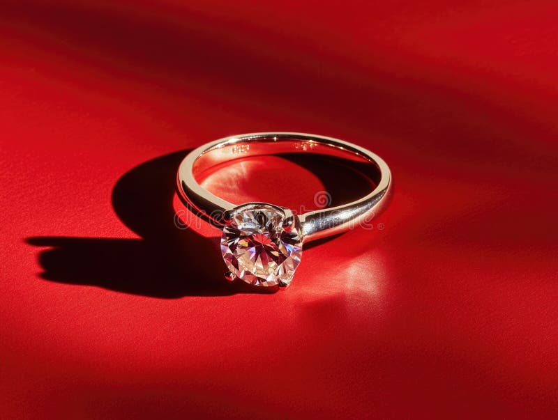Diamond Ring on Red Surface Stock Image - Image of luxury, proposal ...