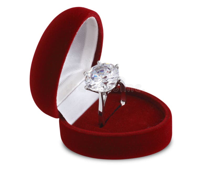 Luxury Diamond Wedding Ring in Blue Velvet Silk Box Stock Image - Image ...