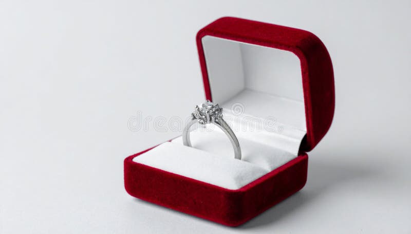 Diamond Ring in Red Velvet Box Stock Illustration - Illustration of ...