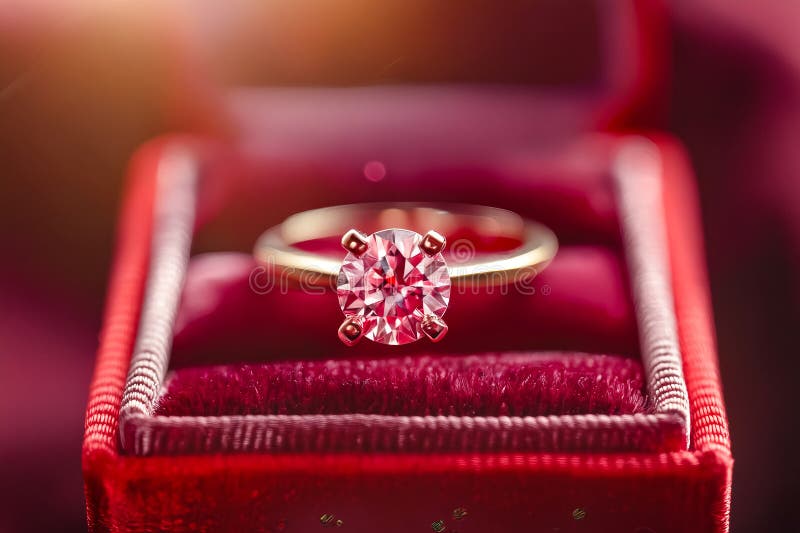 A Diamond Ring in a Red Velvet Box. Generative AI Stock Image - Image ...
