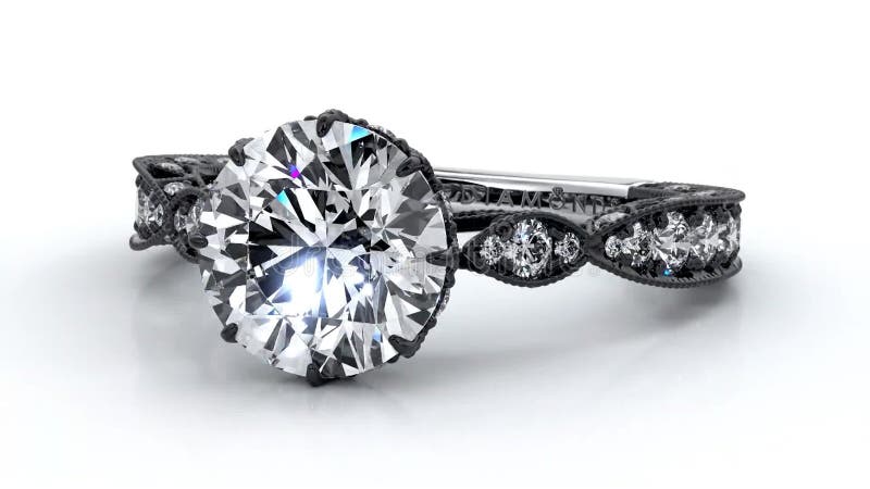 Diamond Ring Rotating on White Background. 3D Render Animation of ...