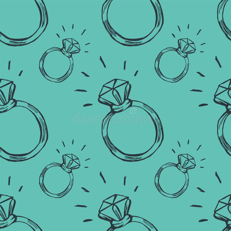 Diamond Ring Seamless Pattern on a Blue Background. Stock Illustration ...