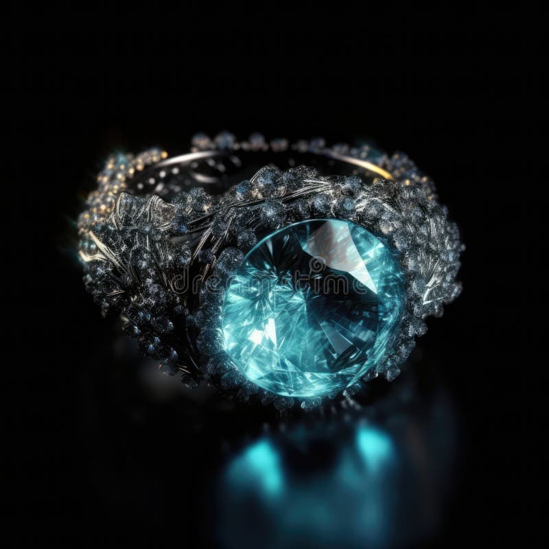 Diamond Ring Shape in Fire on Black Background. Generative AI Stock ...