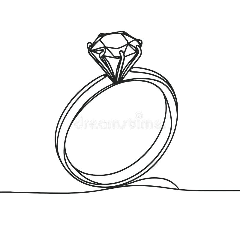 A Diamond Ring is Shown in a Black and White Drawing Stock Illustration ...