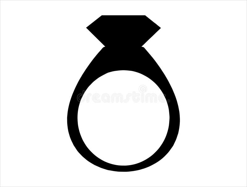 Diamond Ring Silhouette Vector Art White Background Stock Vector ...