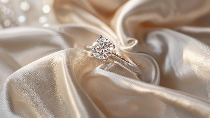 Diamond Ring on Silk Fabric Stock Illustration - Illustration of bright ...