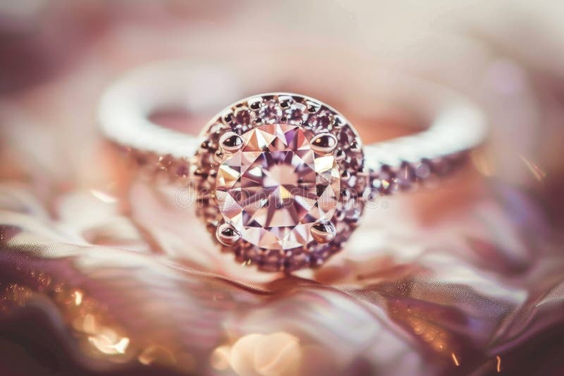 A Diamond Ring Sits Alone on a Smooth, Reflective Surface Stock Photo ...