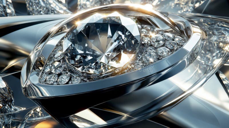 Diamond Ring with Sparkling Gemstones in Silver Setting Stock ...