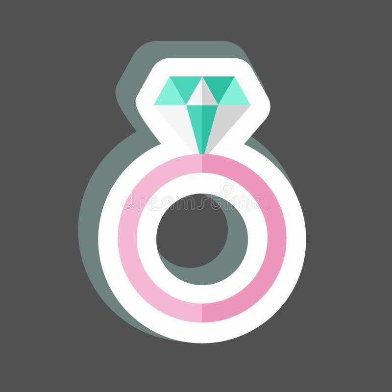 Diamond Ring Sticker in Trendy Isolated on Black Background Stock ...