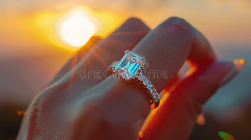 The Diamond Ring in Sunset.AI Generated Image Stock Image - Image of ...