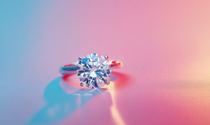 A Diamond Ring is on a Table with a Blue Background Stock Image - Image ...