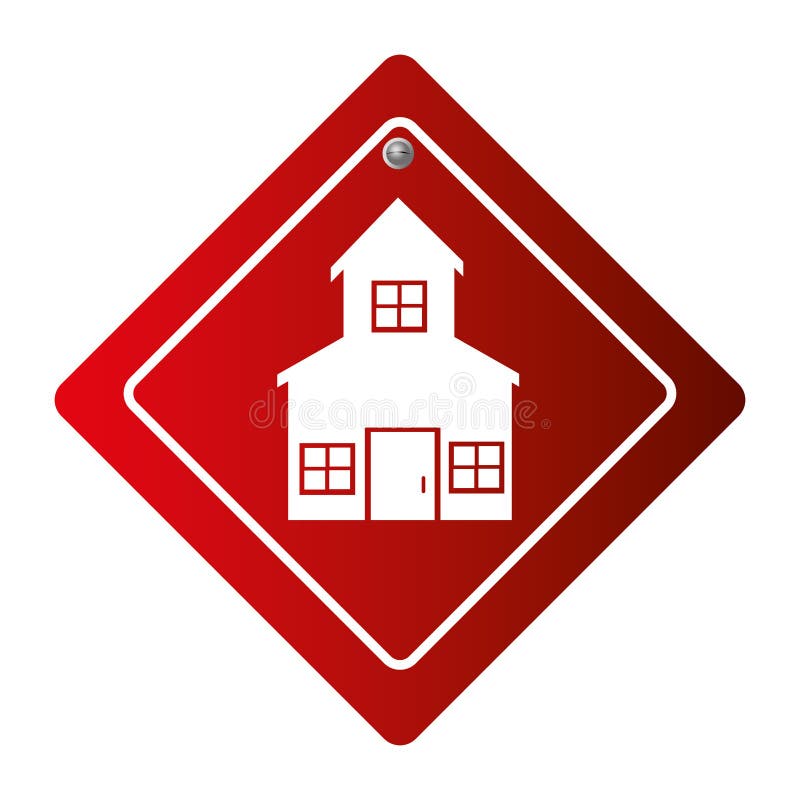 Diamond Road Sign with Silhouette Two Floors House Stock Vector ...