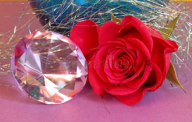 A diamond and a rose stock photo. Image of card, engagement - 4164880