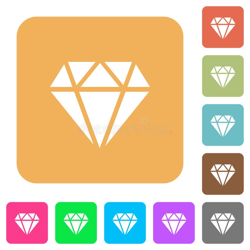 Diamond Rounded Square Flat Icons Stock Vector - Illustration of ...