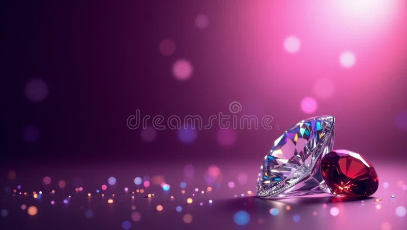 Diamond and Ruby Gemstones on Purple Background Stock Image - Image of ...