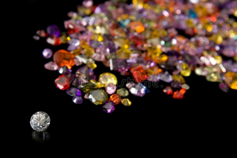 Diamond and Scattered Gem Trail Stock Photo - Image of colored, diamond ...