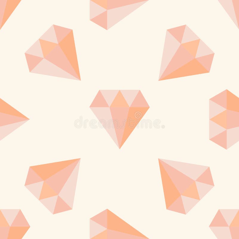 Orange Flat Style Crystal Seamless Pattern. Gem Background Stock Vector ...