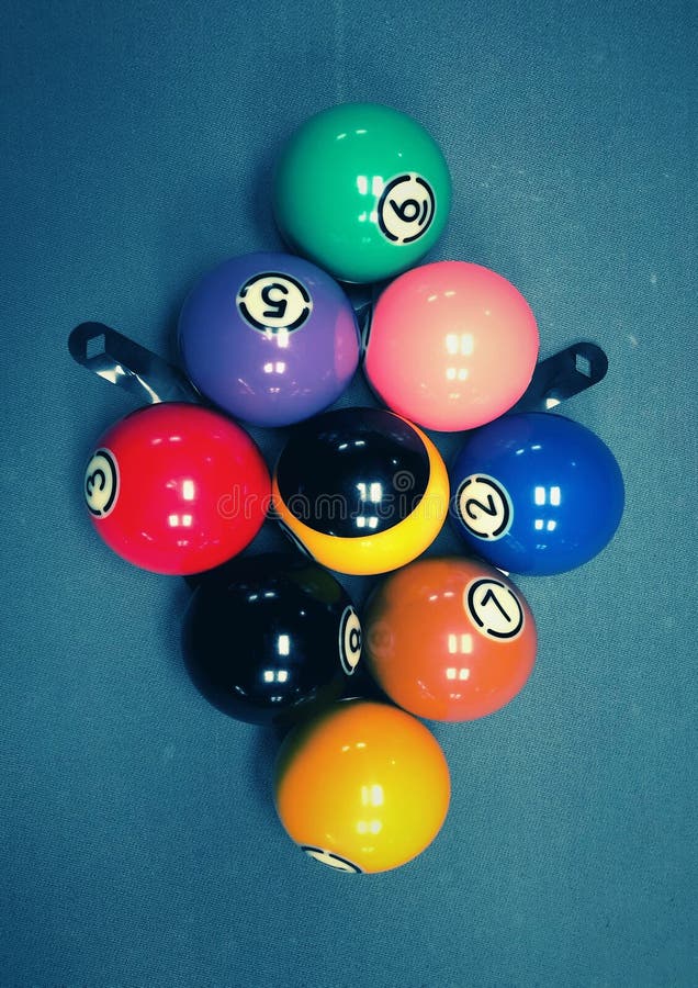 Diamond Shape of Nine Billiard Balls with Various Colors Stock Photo ...