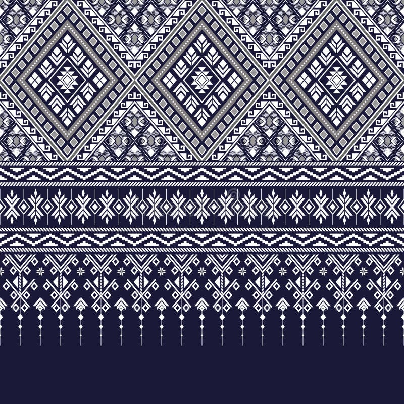 Diamond Shape Seamless Pattern Border on Denim Blue Stock Vector ...